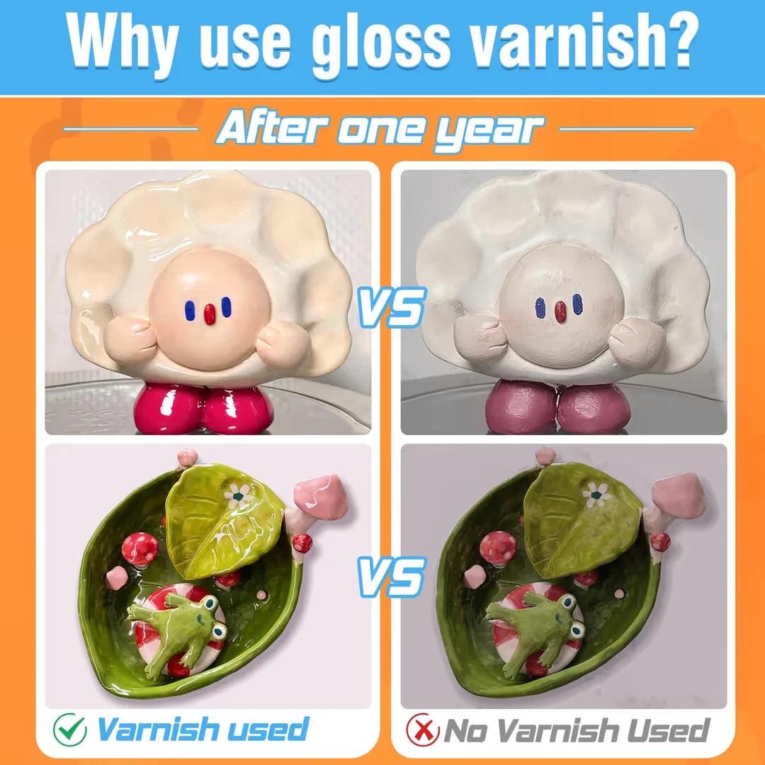 Glossy Clay Varnish 60ml Waterproof for Air-Dry Clay Ceramic & Wood Sc ...
